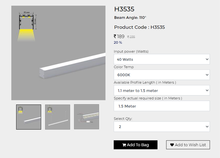 Buy Linear System Lights H3535 Online India